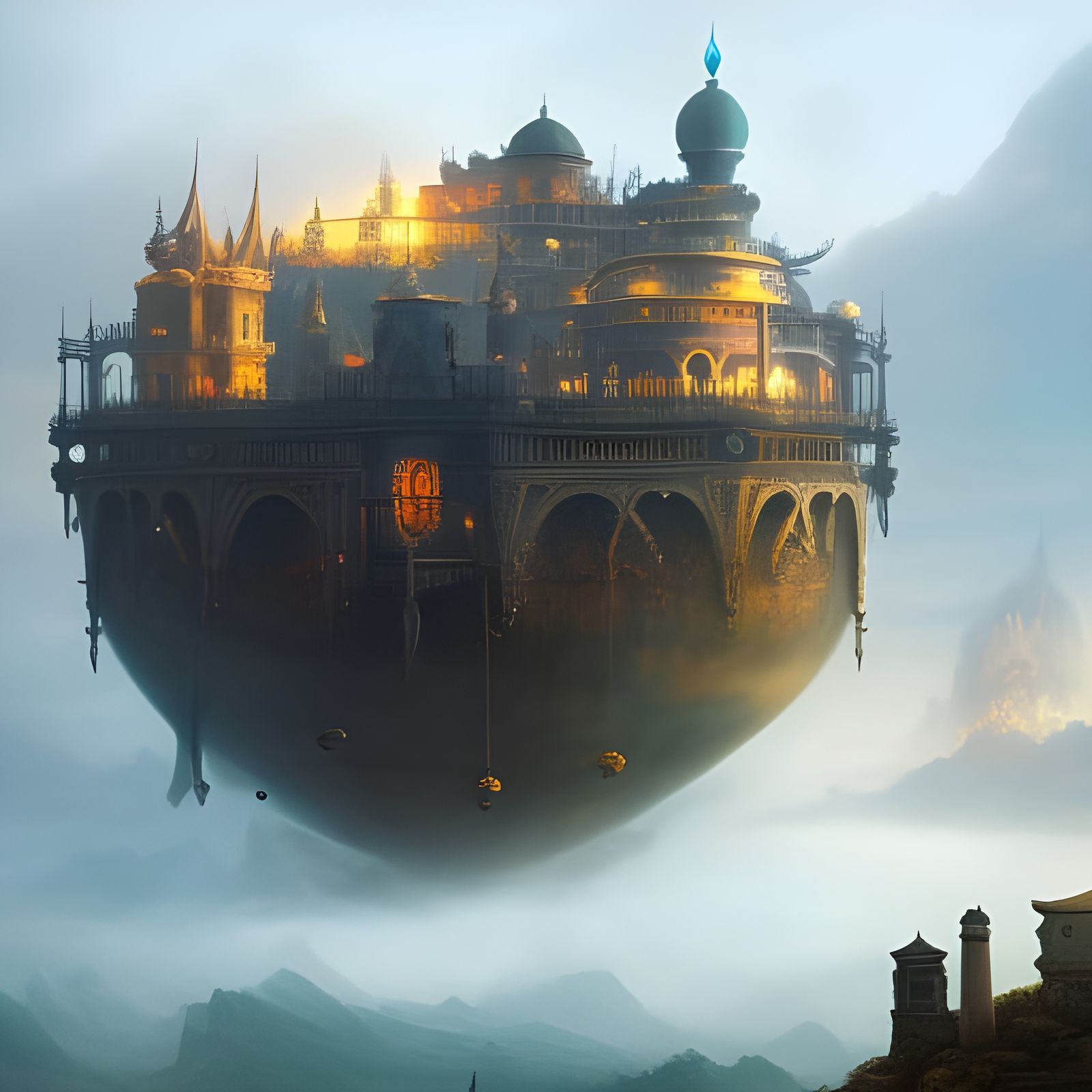 Floating city - AI Generated Artwork - NightCafe Creator