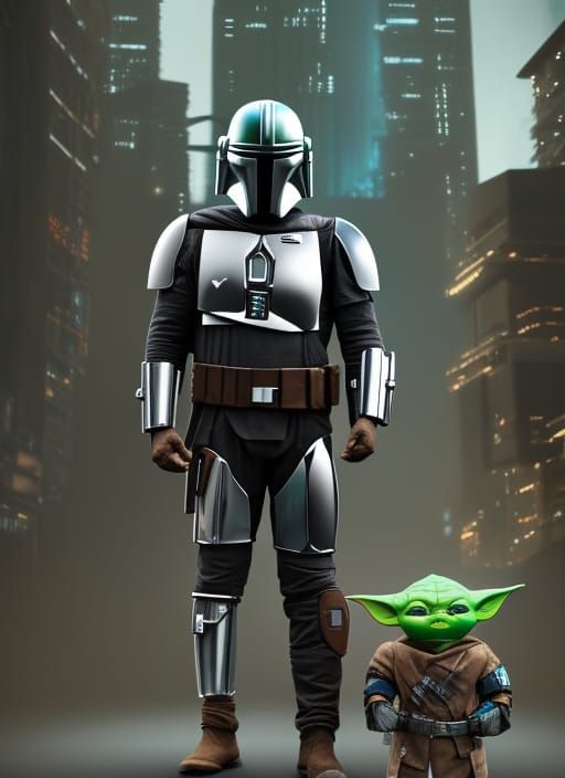 Mando in Cyberpunk - AI Generated Artwork - NightCafe Creator