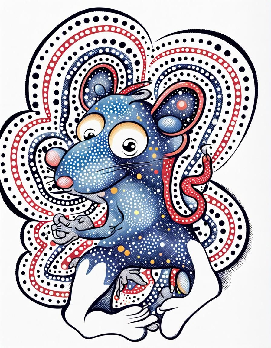 a mouse with bulging eyes and two prehensile arms in the style of ...