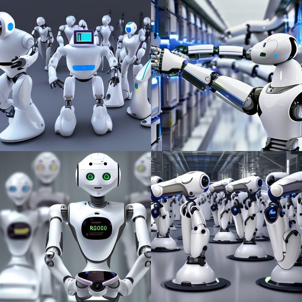 Year 2400 latest robots are being assembled with latest capabilities ...