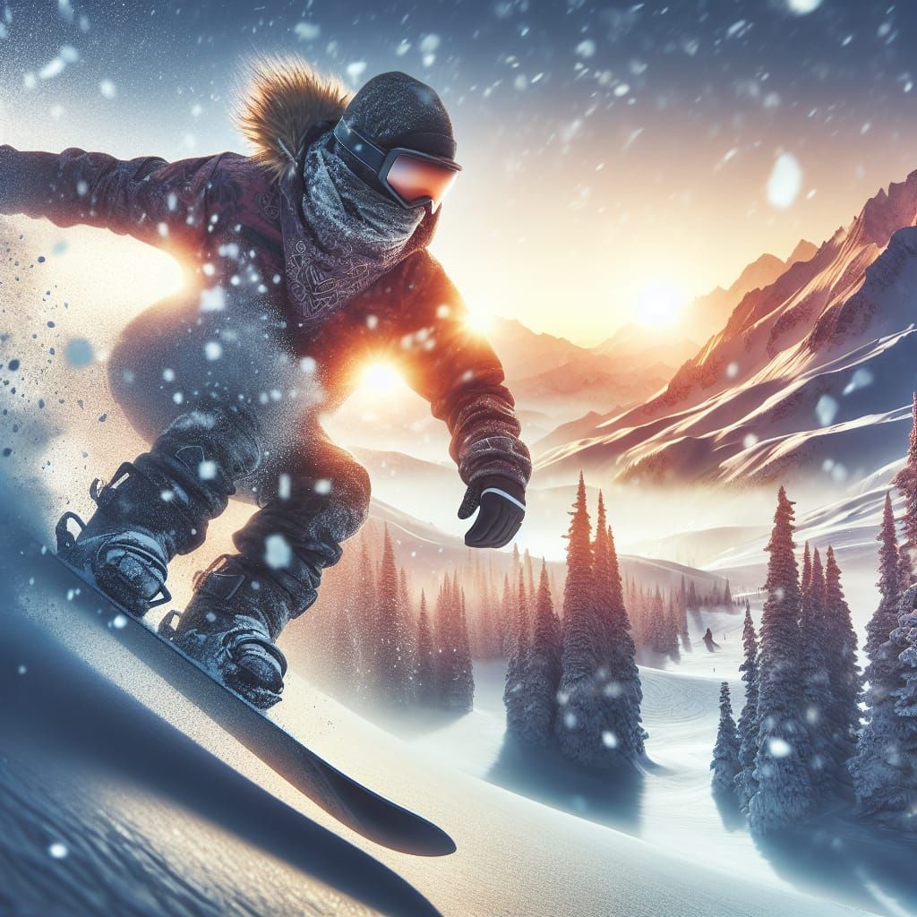 Snowboarding - Dynamic Snowboarder in High-Resolution Fantas...