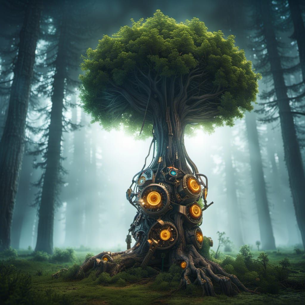 Mechanical tree - AI Generated Artwork - NightCafe Creator