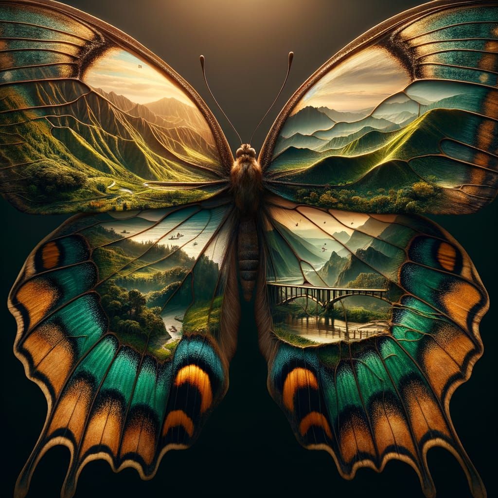 A butterfly wing, positioned vertically in the ima... - AI Art