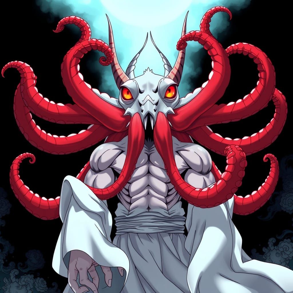 Anime-Style Fishman Gyojin with Red Octopus Tentac... - AI Art