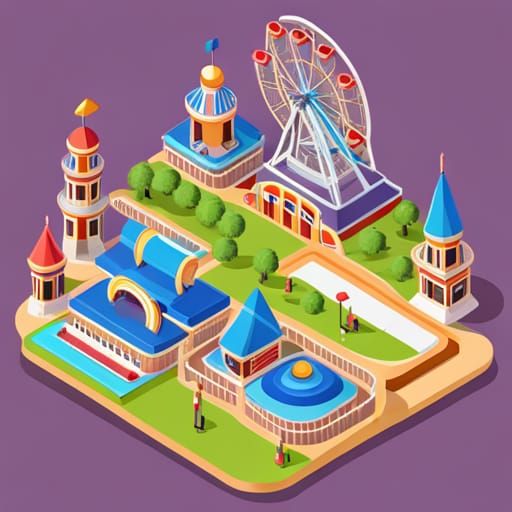 Isometric Theme Park - AI Generated Artwork - NightCafe Creator