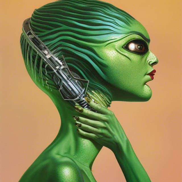 An alien beauty queen with pale green skin - AI Generated Artwork ...