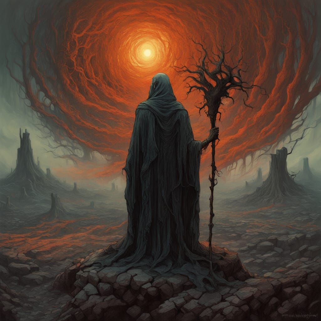 Ancient Crone Stares into Swirling Vortex of Dark ... - AI Art