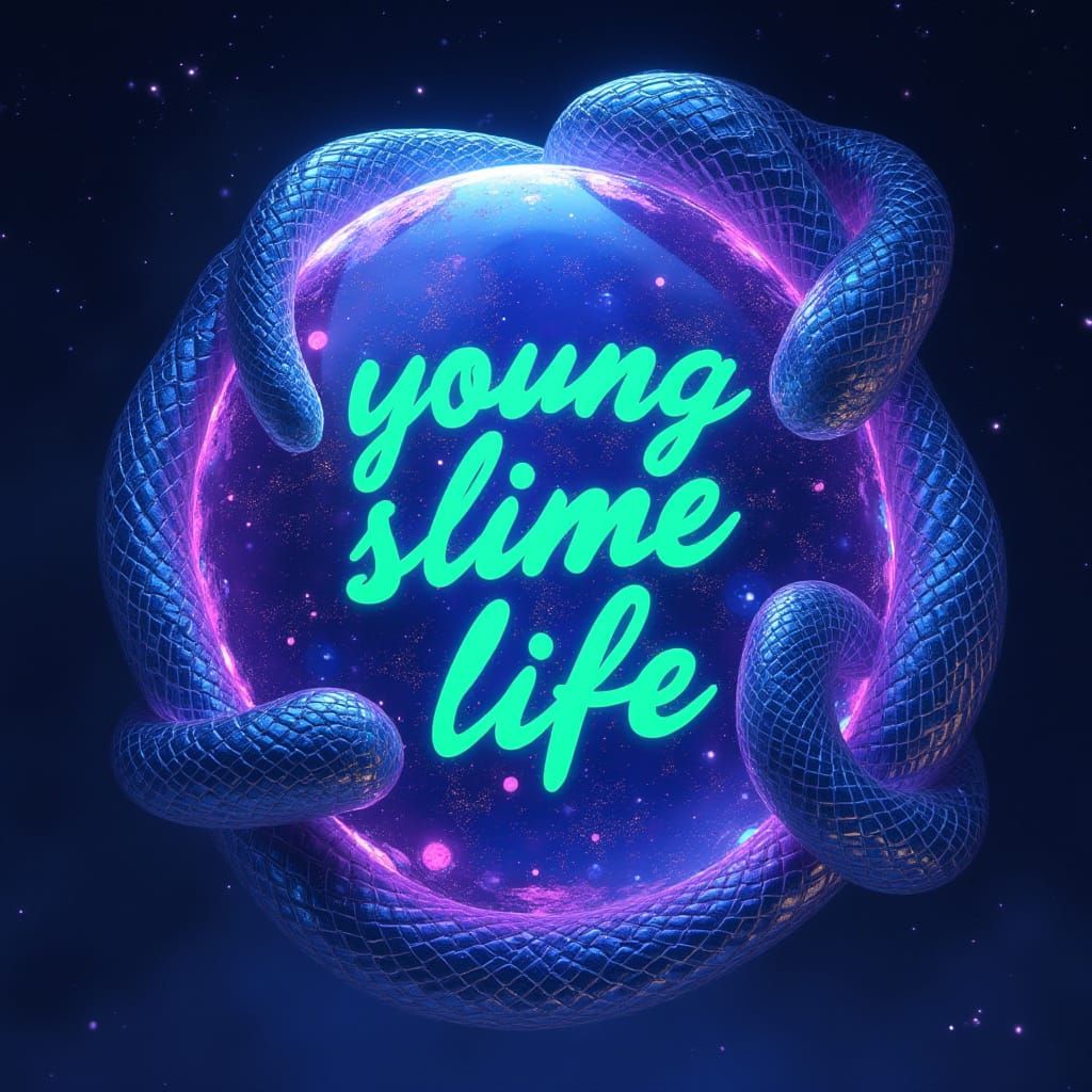 “young slime life” - Glowing Slime World in Cosmic Night
