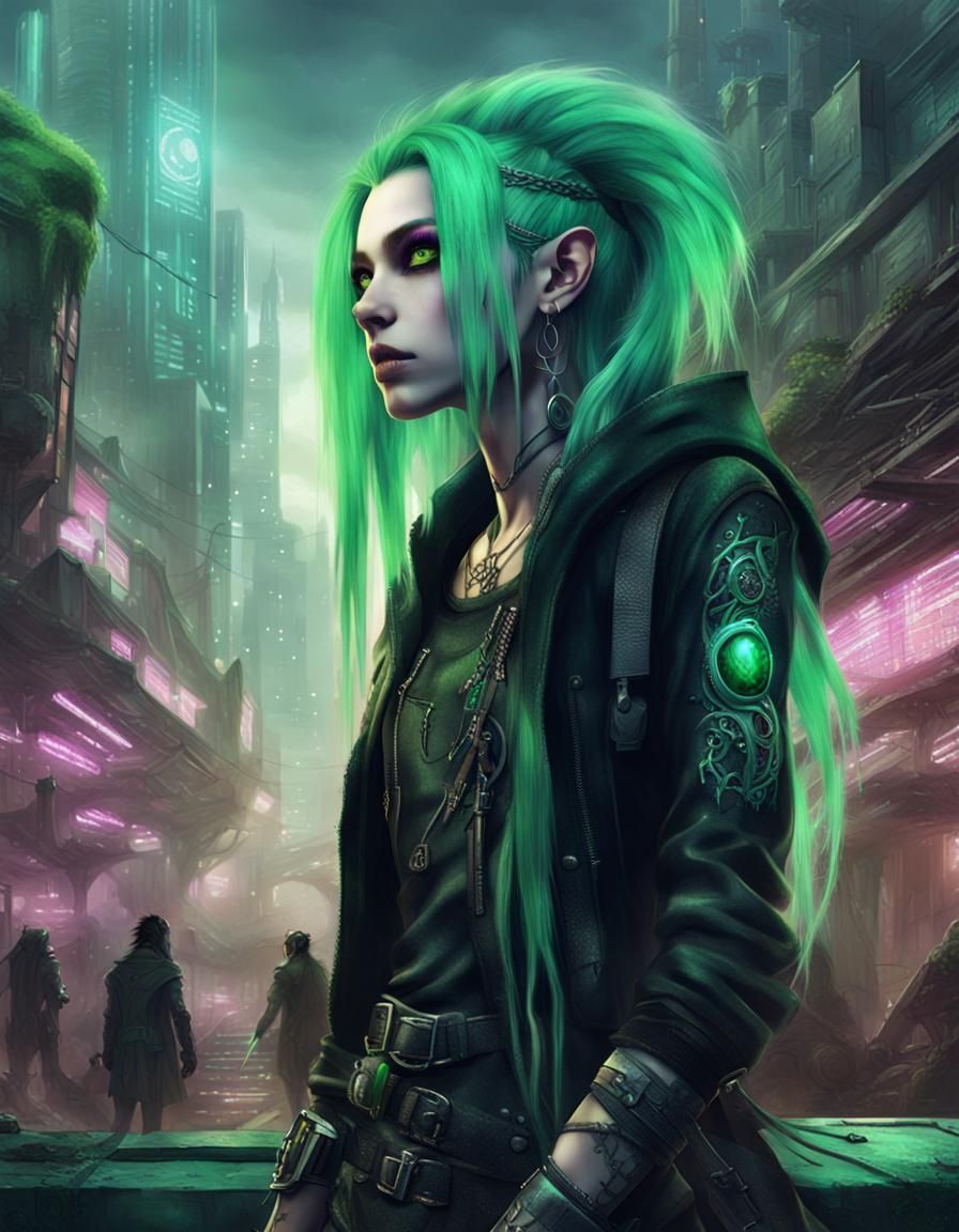 Dark Elf Punk Girl - AI Generated Artwork - NightCafe Creator