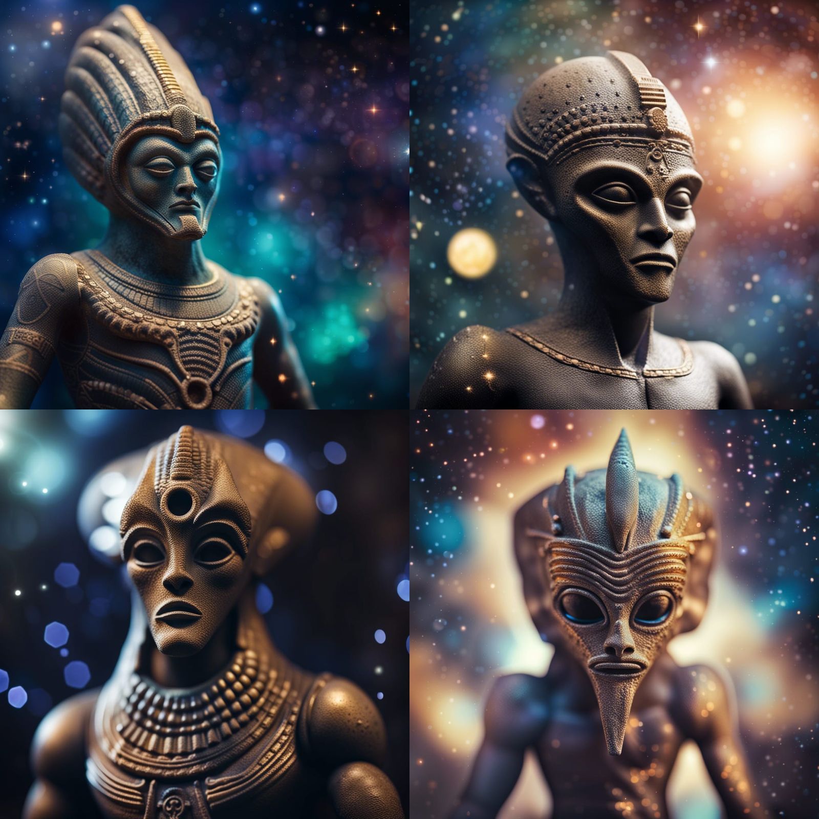 Babylonian alien god, cosmic powers, nebulous background - AI Generated ...