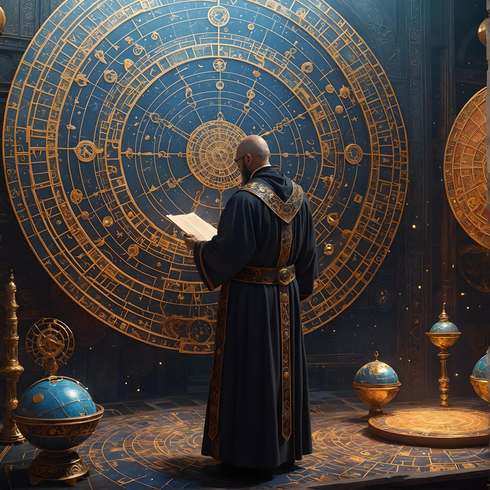 A priest examining astrological charts - AI Generated Artwork ...