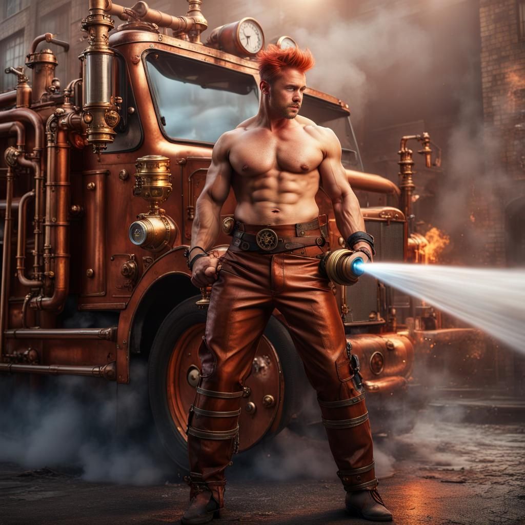 Steampunk Fireman - AI Generated Artwork - NightCafe Creator