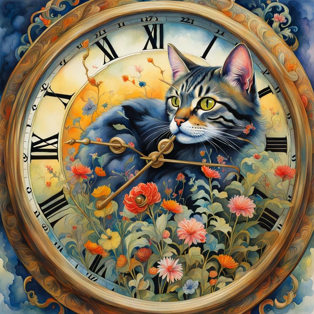 Cat clock - AI Generated Artwork - NightCafe Creator