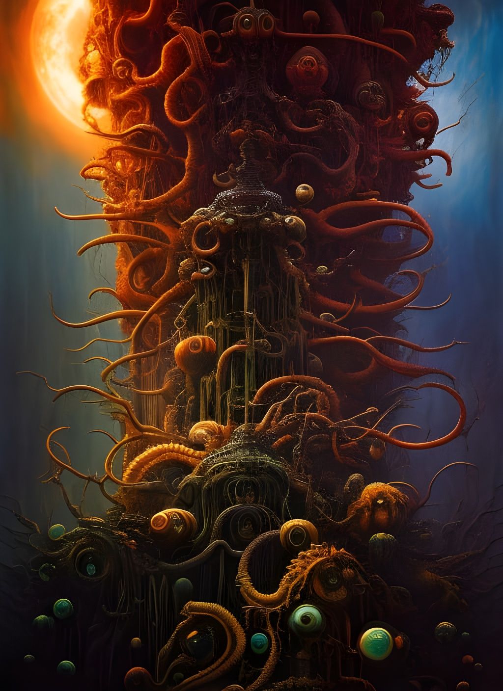 Horrific Tendril Tower - AI Generated Artwork - NightCafe Creator