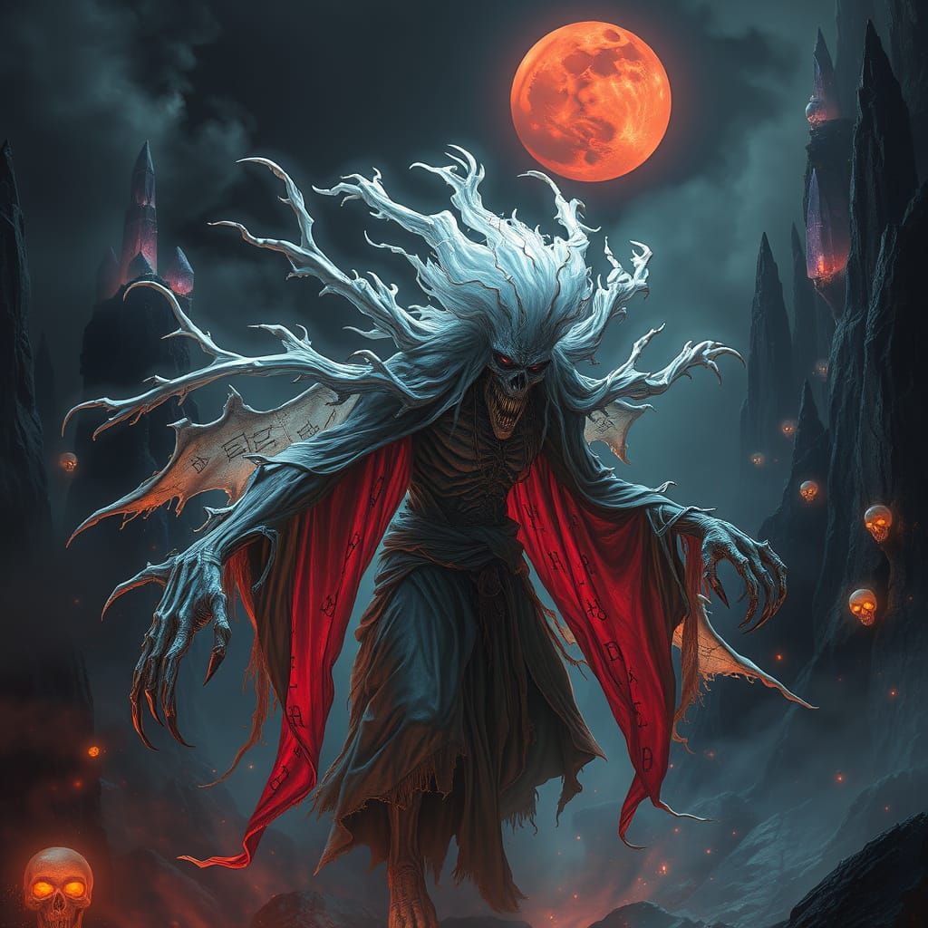 Ethereal Undead Monstrosity in Dark Fantasy Realm - AI Art