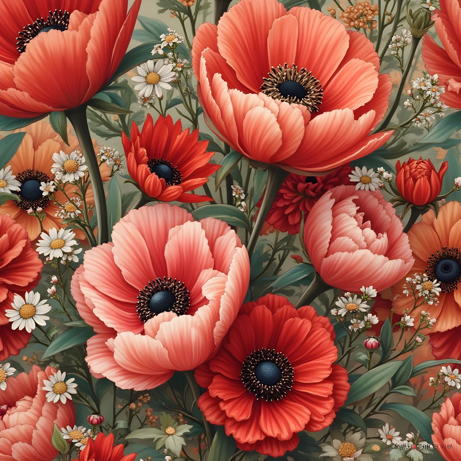 RED FLOWRES AMIZING GILRS - Vibrant Red Poppies in a Natural...
