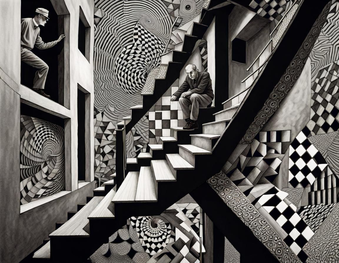 M. C. Escher Escher Escher Escher and klimt missmatched staircase ...