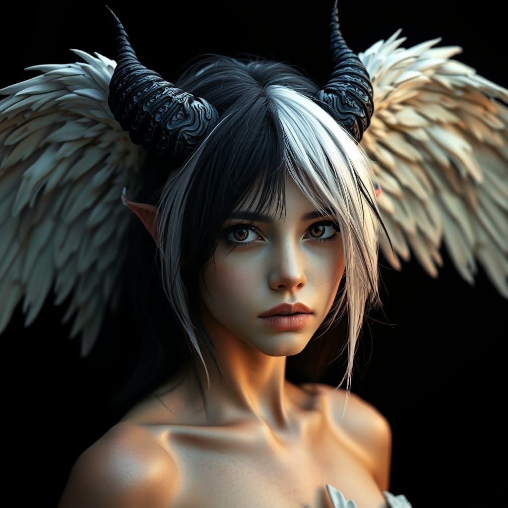 Dark Angel Hybrid in Triadic Colors - AI Art