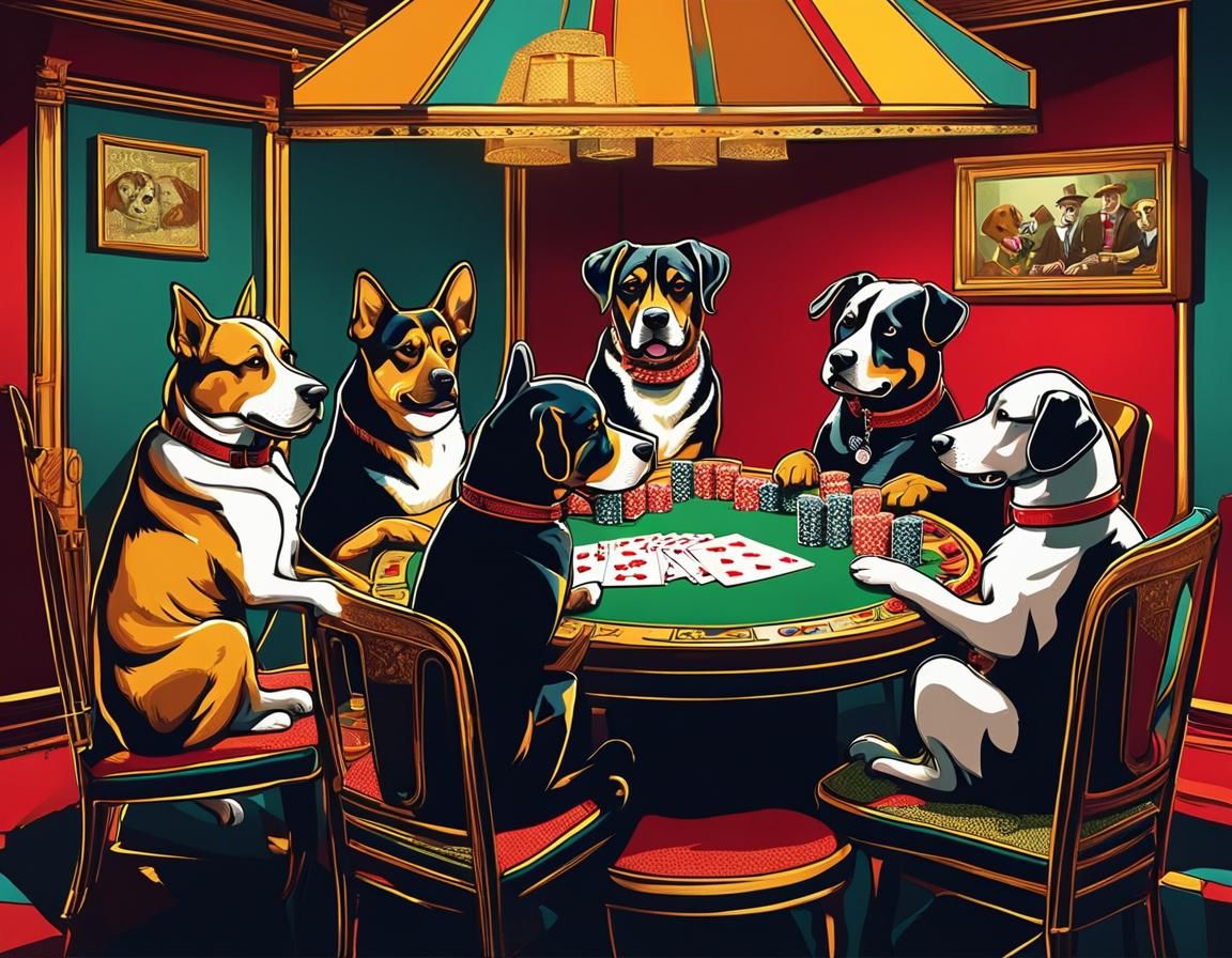 Dogs Playing Poker Pop Art - AI Generated Artwork - NightCafe Creator