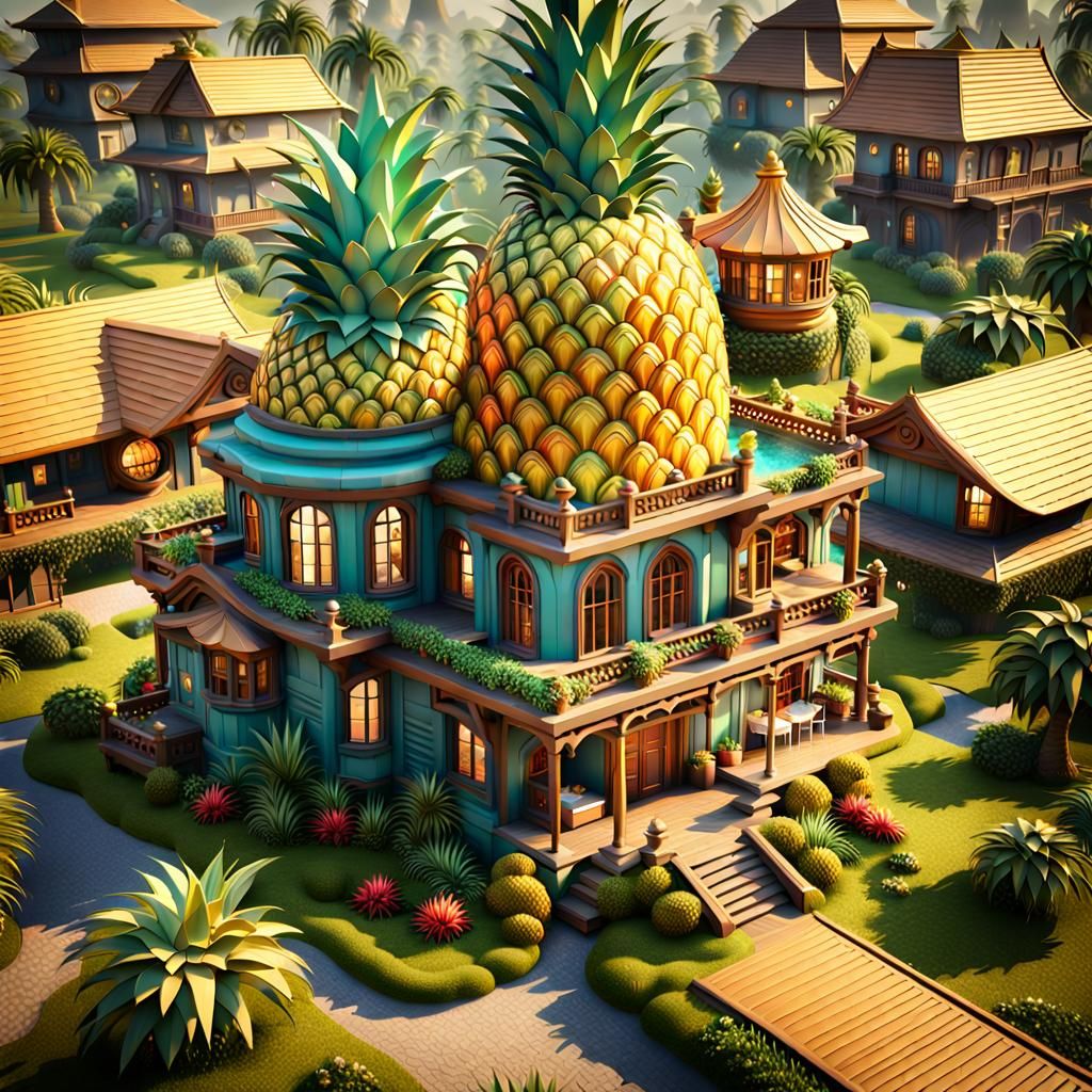 Pineapple Ville IV - AI Generated Artwork - NightCafe Creator