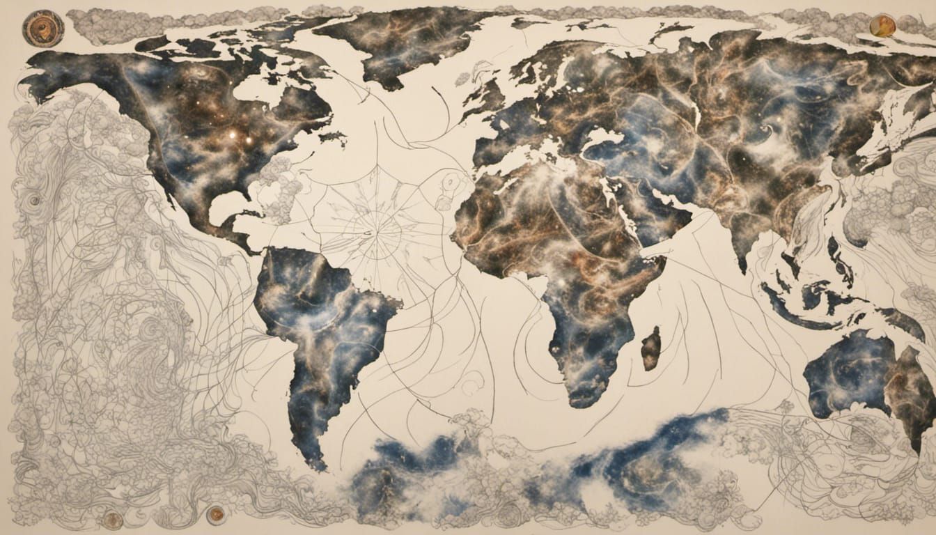 Aerial view, earth chakras, world map viewer, Fraktyle wave function ...