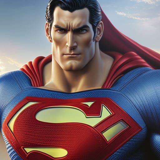 Insanely detailed painting of a close-up portrait of a superman ...