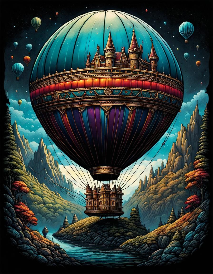 Triadic colors Blimp Landscape - AI Generated Artwork - NightCafe Creator