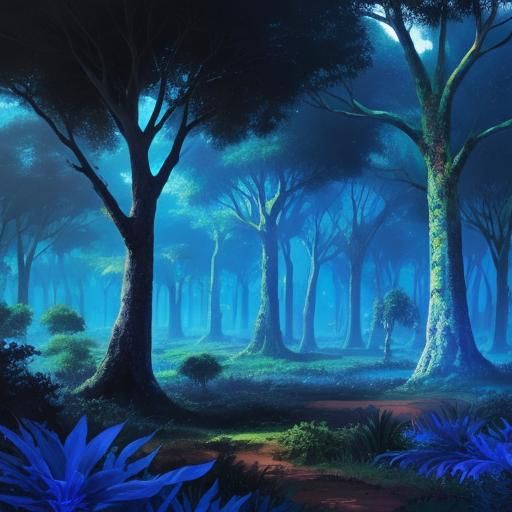 Blue Oddly Nostalgic Fantasy Forest - AI Generated Artwork - NightCafe ...