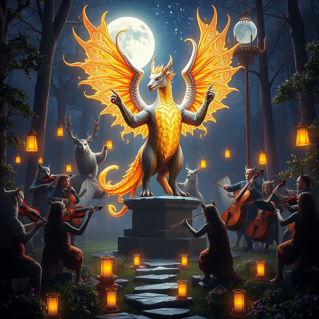 Surreal Mythical Creature Leads Magical Orchestra ... - AI Art