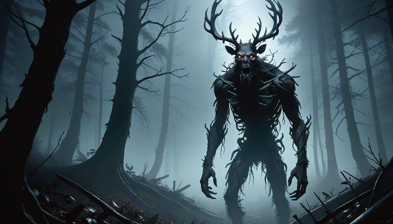 Terrifying Wendigo from Dark Fantasy Horror - AI Art