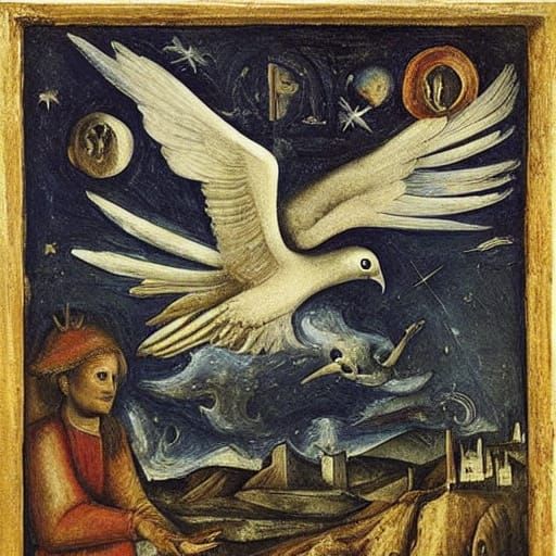 Majestic Celestial Dove in Renaissance Style - AI Art