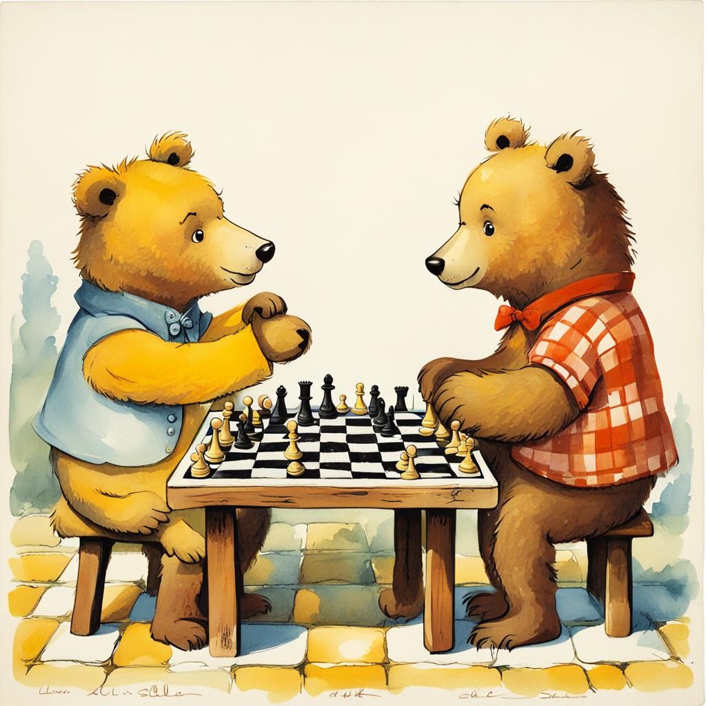 Bears playing chess - AI Generated Artwork - NightCafe Creator