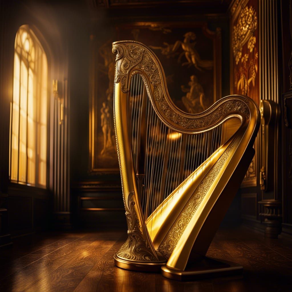 Magic Golden Harp - AI Generated Artwork - NightCafe Creator
