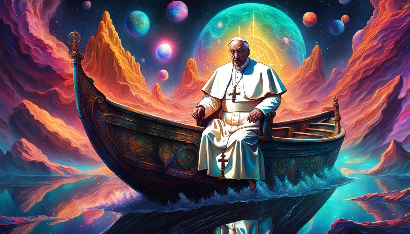 Dope pope in a boat - AI Generated Artwork - NightCafe Creator