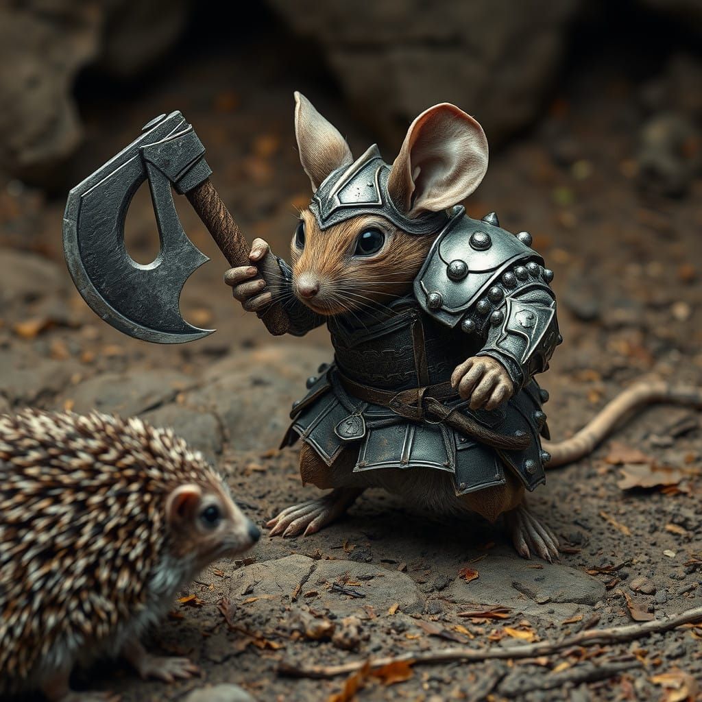 Sir Arthur Mouse in full-body armour