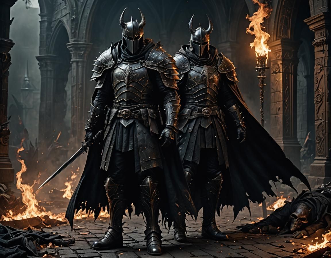 The dark gothic knights in armor of raven steel - AI Generated Artwork ...