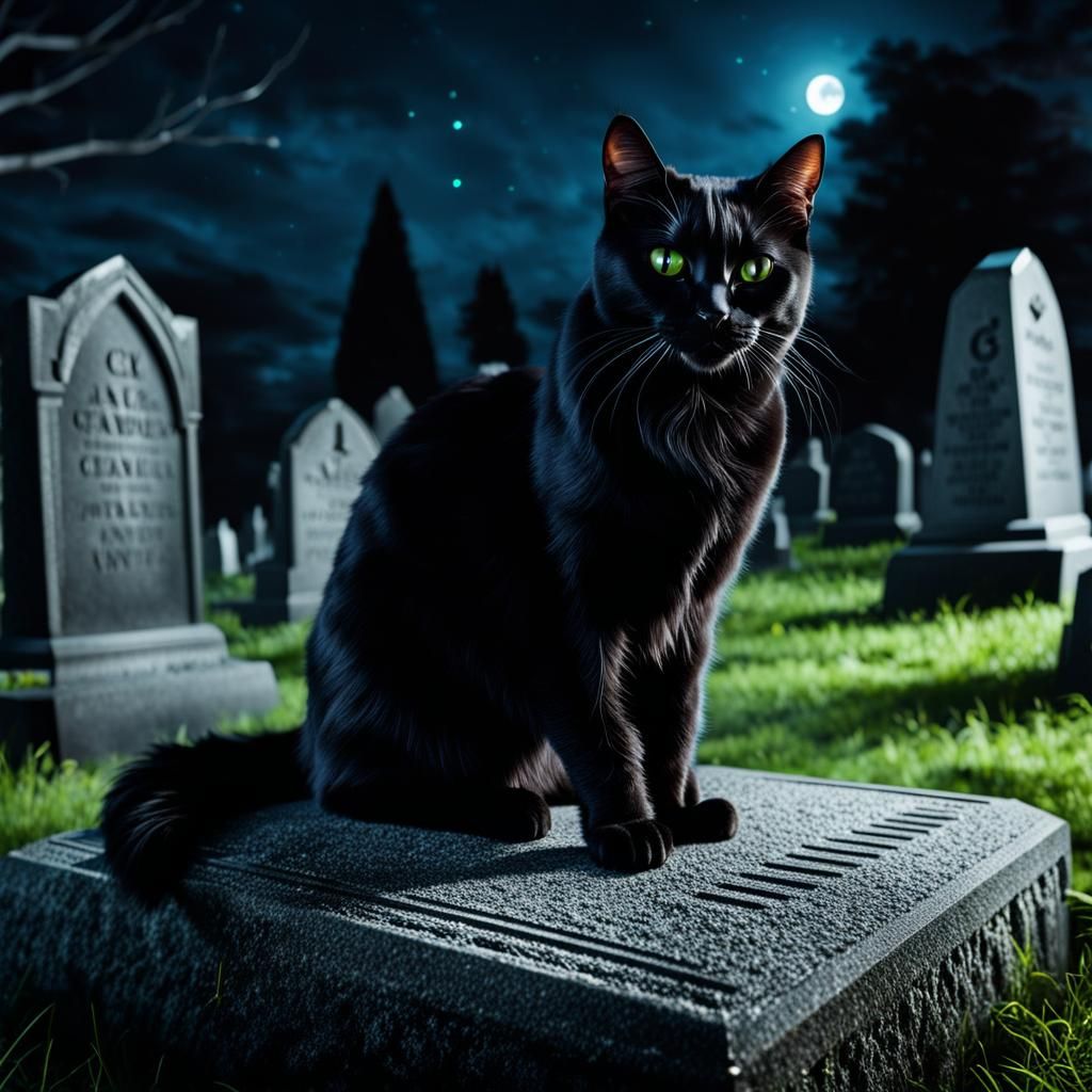 It's a grave mistake thinking black cats are bad luck - AI Generated Artwork - NightCafe Creator