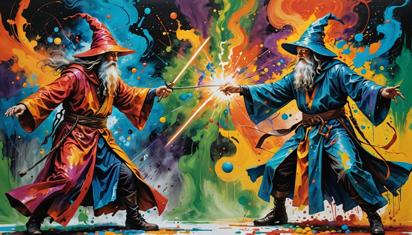 Dueling Wizards 1 - AI Generated Artwork - NightCafe Creator