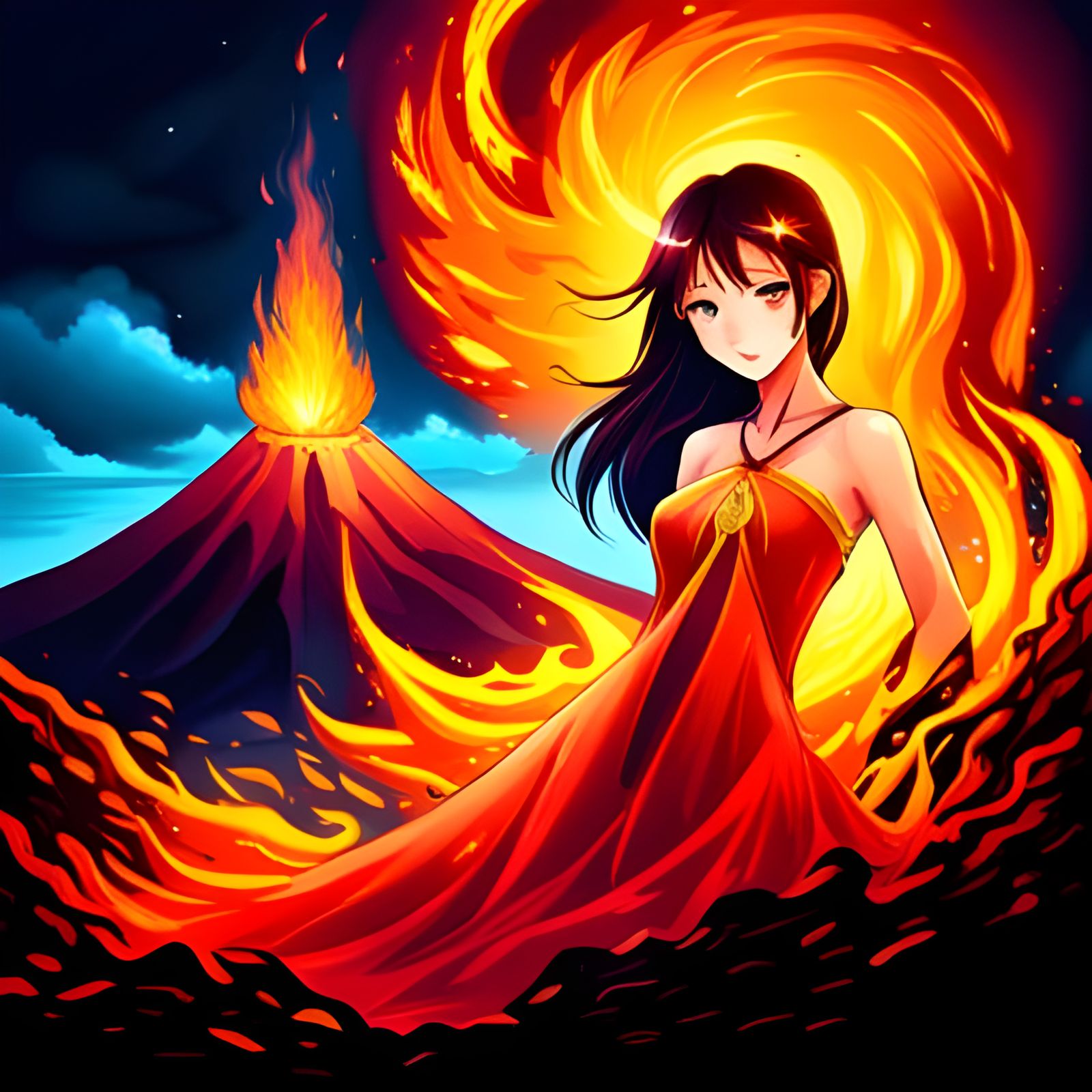 Volcano Girl 5 - AI Generated Artwork - NightCafe Creator