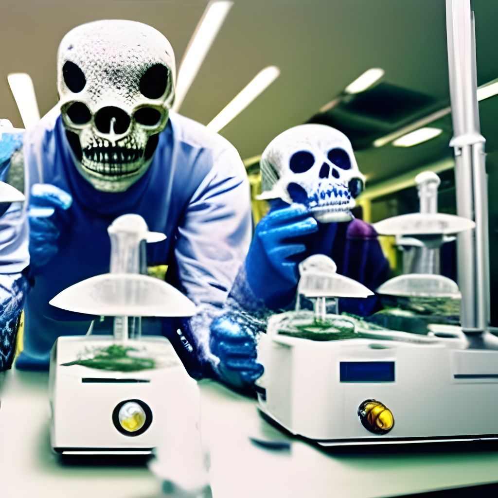 aliens and skeletons working together in a research lab - AI Generated ...