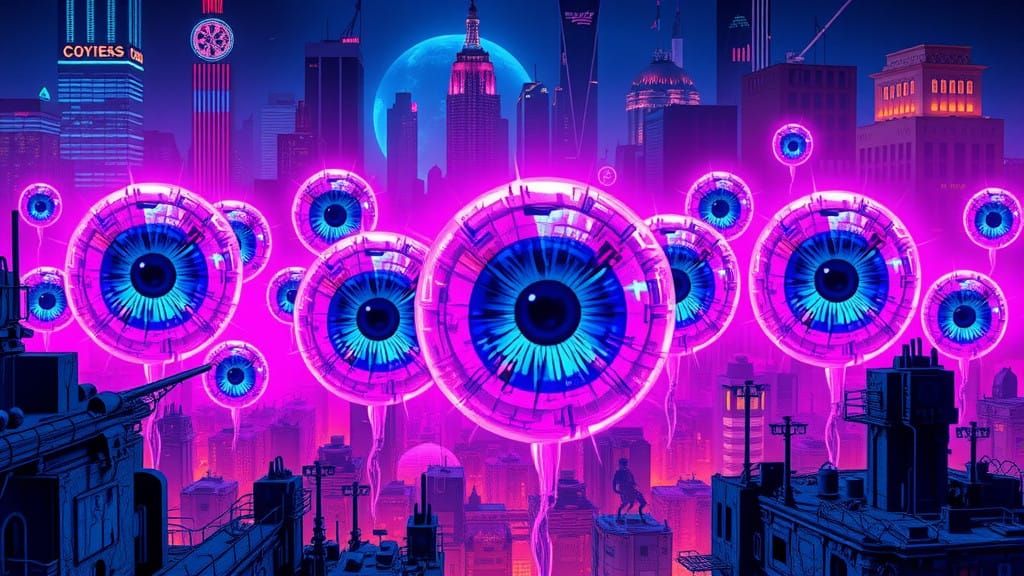plethora of cyberpunk Eyeballs, Lisa Frank ; Beautiful, Volumetric ...