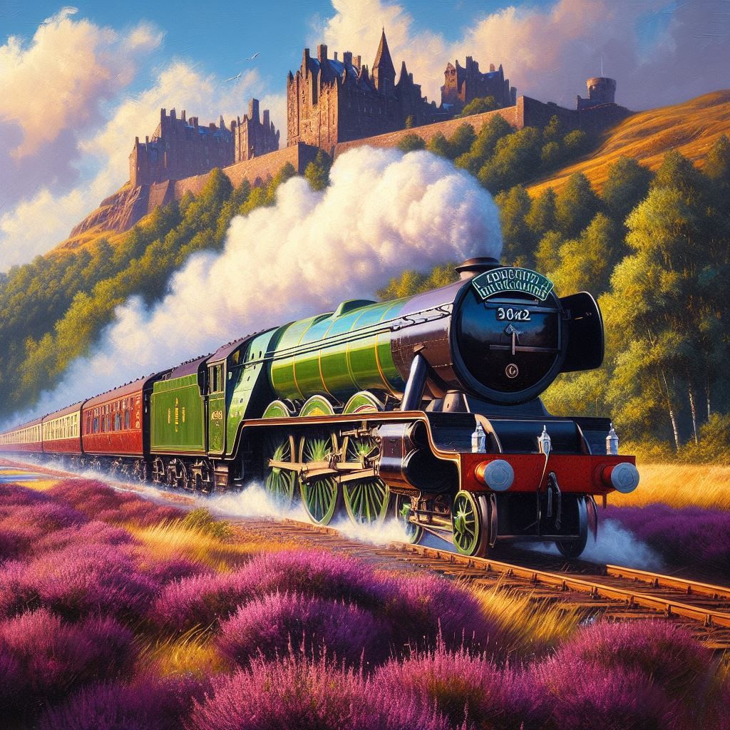 Flying Scotsman - heather 1 - AI Generated Artwork - NightCafe Creator
