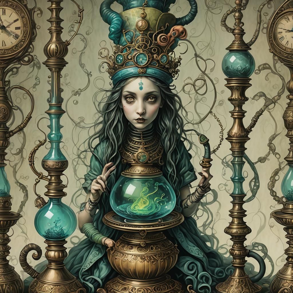 (Alice wonderland:3) ultradetailed glowing lines color gradient (HOOKAH ...