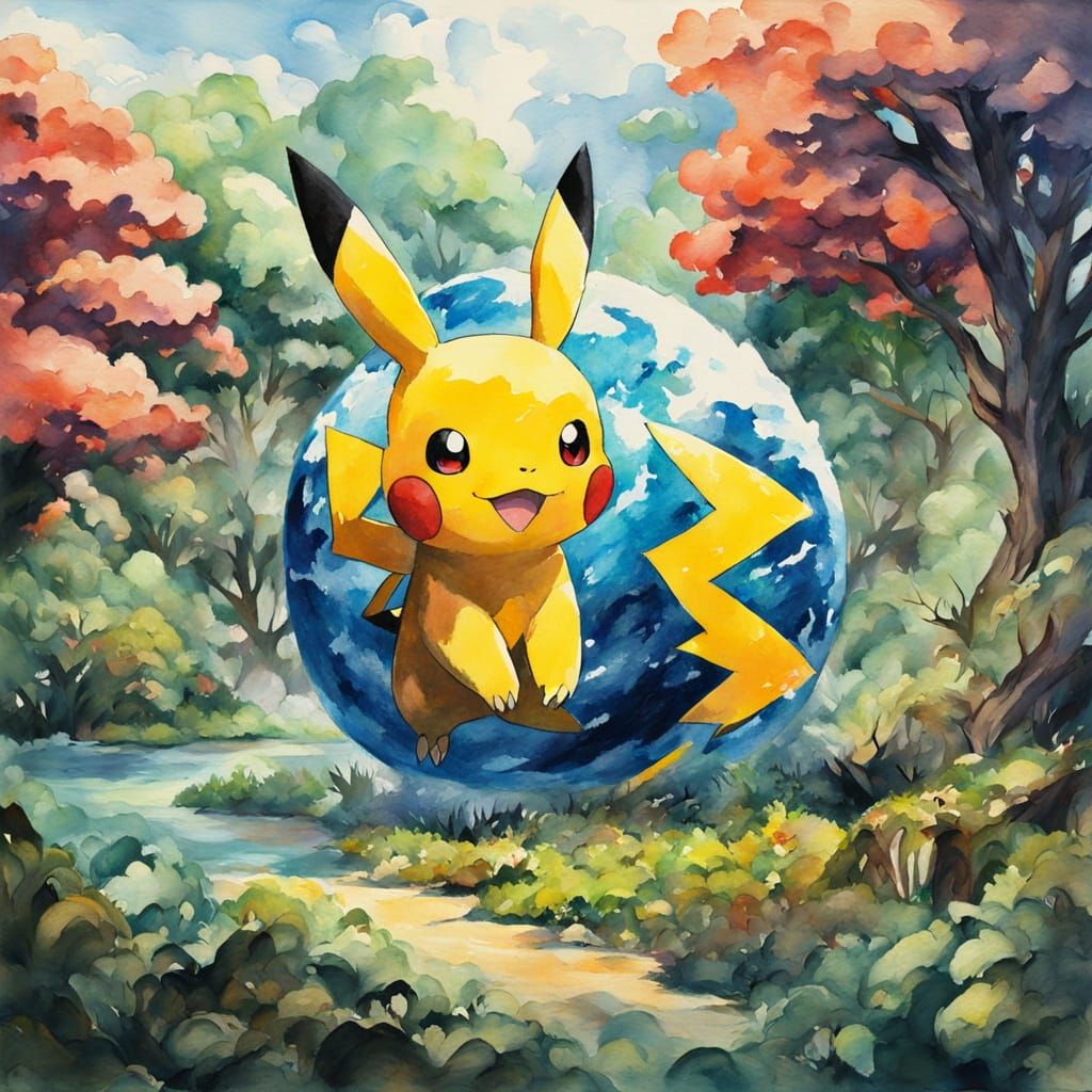 Pokemon Earth version - Epic Impressionist Masterpiece of P...