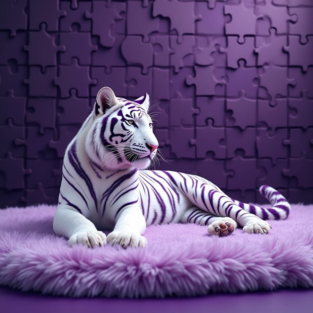 Autism Awareness Tiger - Luxurious Tiger in Vibrant Mosaic B...