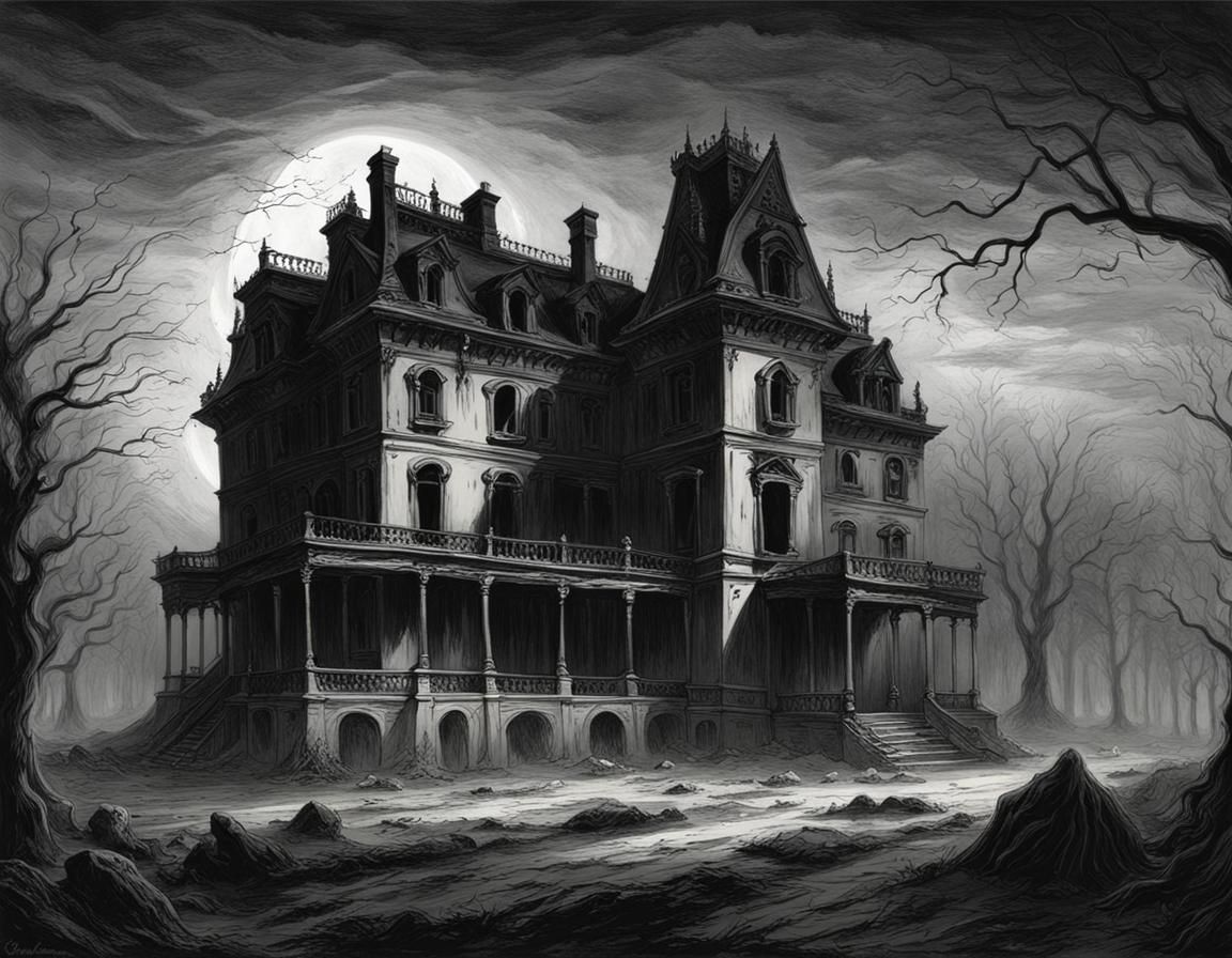 Eerie and Scary Ghostly Mansion - AI Generated Artwork - NightCafe Creator