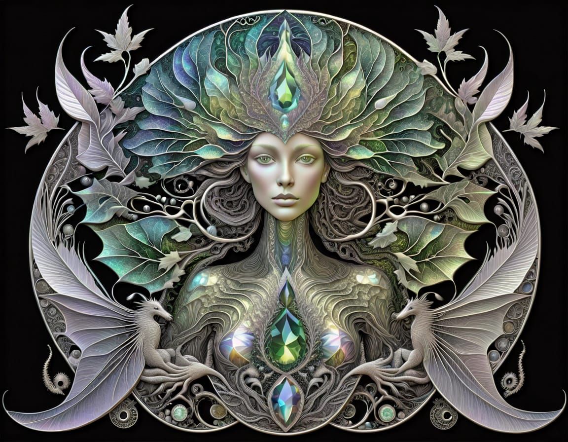 Iridescent Crystal Oracle in Cyberpunk Style - AI Art