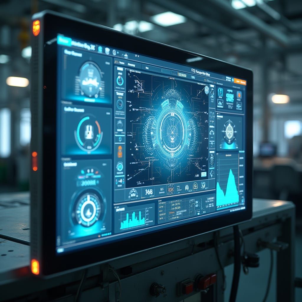 Futuristic Industrial HMI Console in Cyberpunk Sty... - AI Art