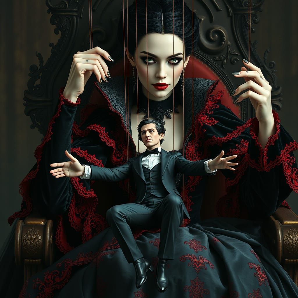 My marionette - Gothic Queen Masterfully Controls Marionette...