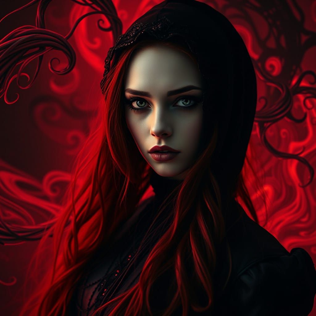 Dark Surrealism. A eerie looking, veiled gothic woman with alabaster ...